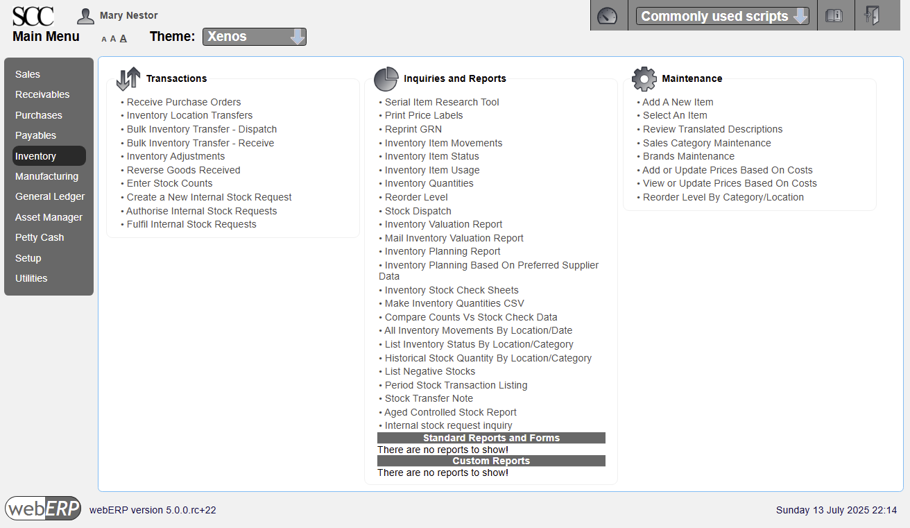 Chapter 1 – Getting Started – Working with webERP